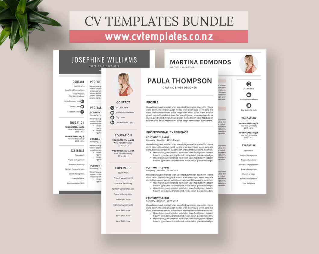 CV Templates Bundle for MS Word, Curriculum Vitae, Cover Letter, Clean ...