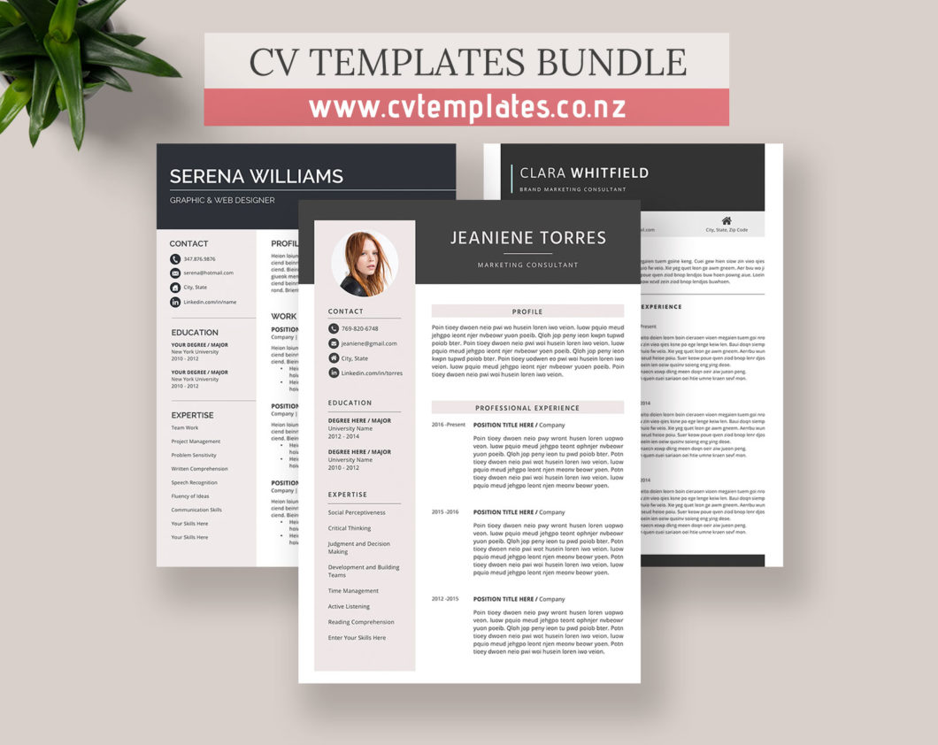 CV Templates Bundle for MS Word, Curriculum Vitae, Modern Resume Format ...