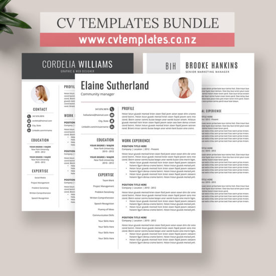 New Zealand CV Template for MS Word, Curriculum Vitae, 1, 2 and 3 Page ...